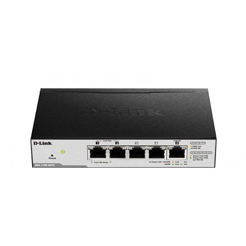 D-Link DGS-1100-05PD 5 puertos RJ-45 Negro DGS-110-05PD